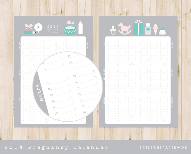 2014 Pregnancy Calendar Free Printable Download Here - scissors.paper ...